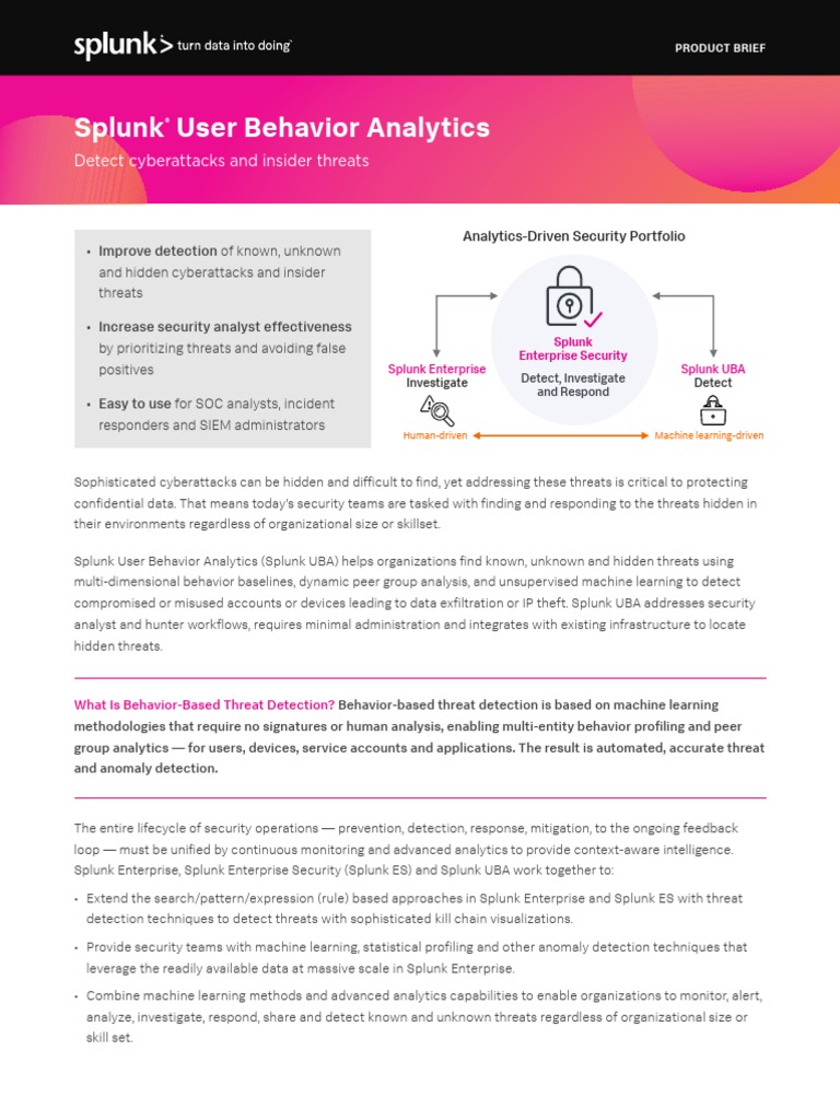 Splunk User Behavior Analytics: Detect Cyberattacks and Insider Threats | PDF | Machine Learning ...