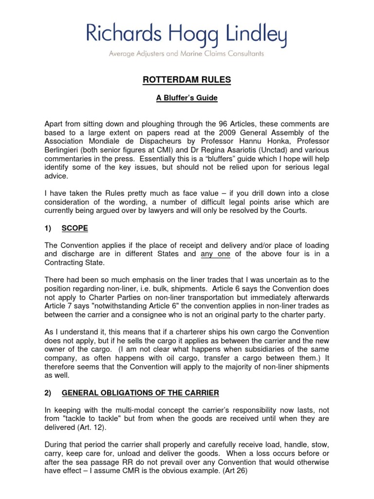 Rotterdam Rules: A Bluffer's Guide | PDF | Government | Common Law