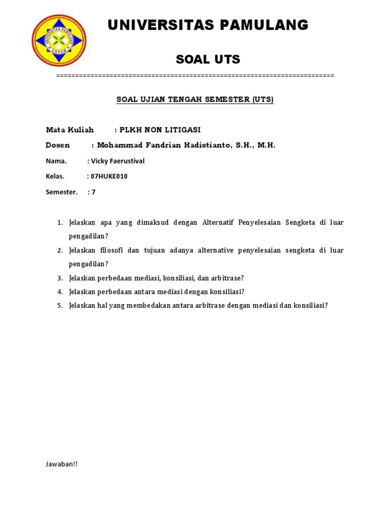 PLKH Non Litigasi | PDF