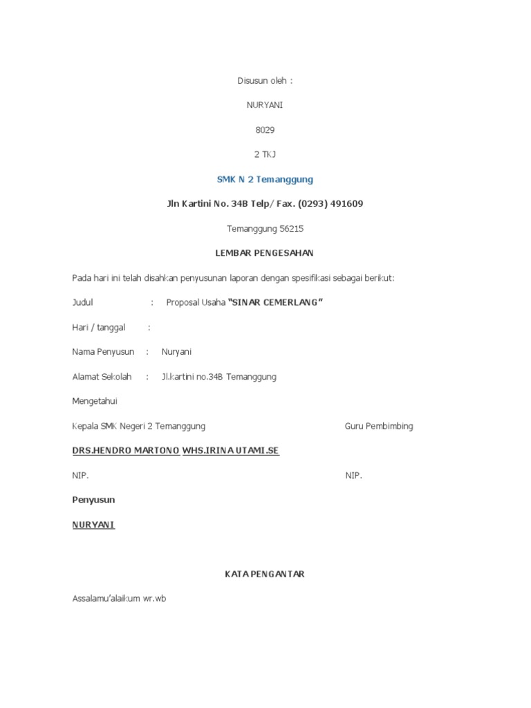 Contoh Proposal Izin Usaha | PDF