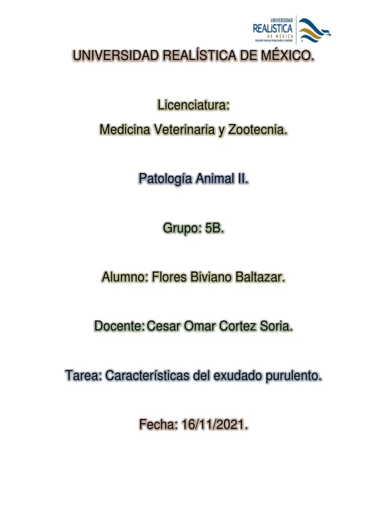 Características Del Exudado Purulento | PDF | Infección | Medicina CLINICA