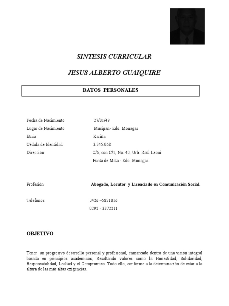 Sintesis Curricular | Descargar gratis PDF | Venezuela Sintesis Curricular | Descargar gratis PDF | Venezuela