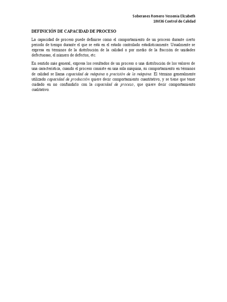 Definición de Capacidad de Proceso | PDF