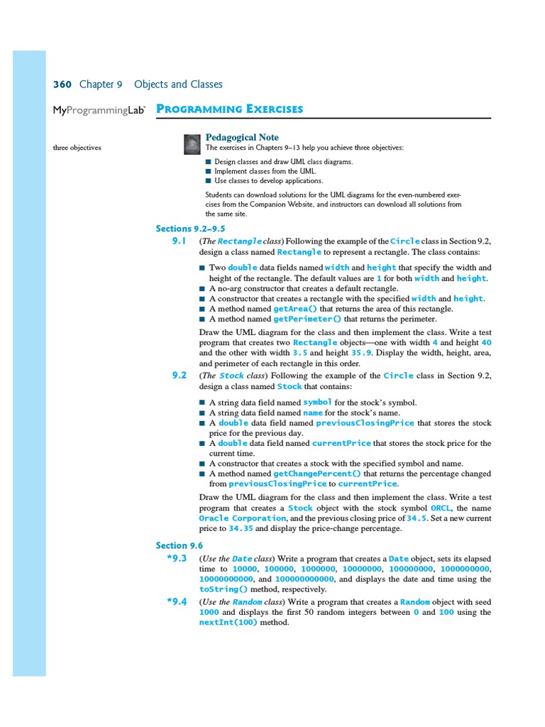 360 Chapter 9 Objects and Classes: Rogramming Xercises | PDF | Method ...
