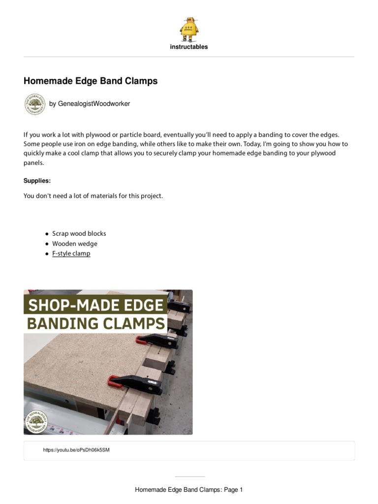 Homemade Edge Band Clamps: Instructables | PDF | Drill | Mechanical ...