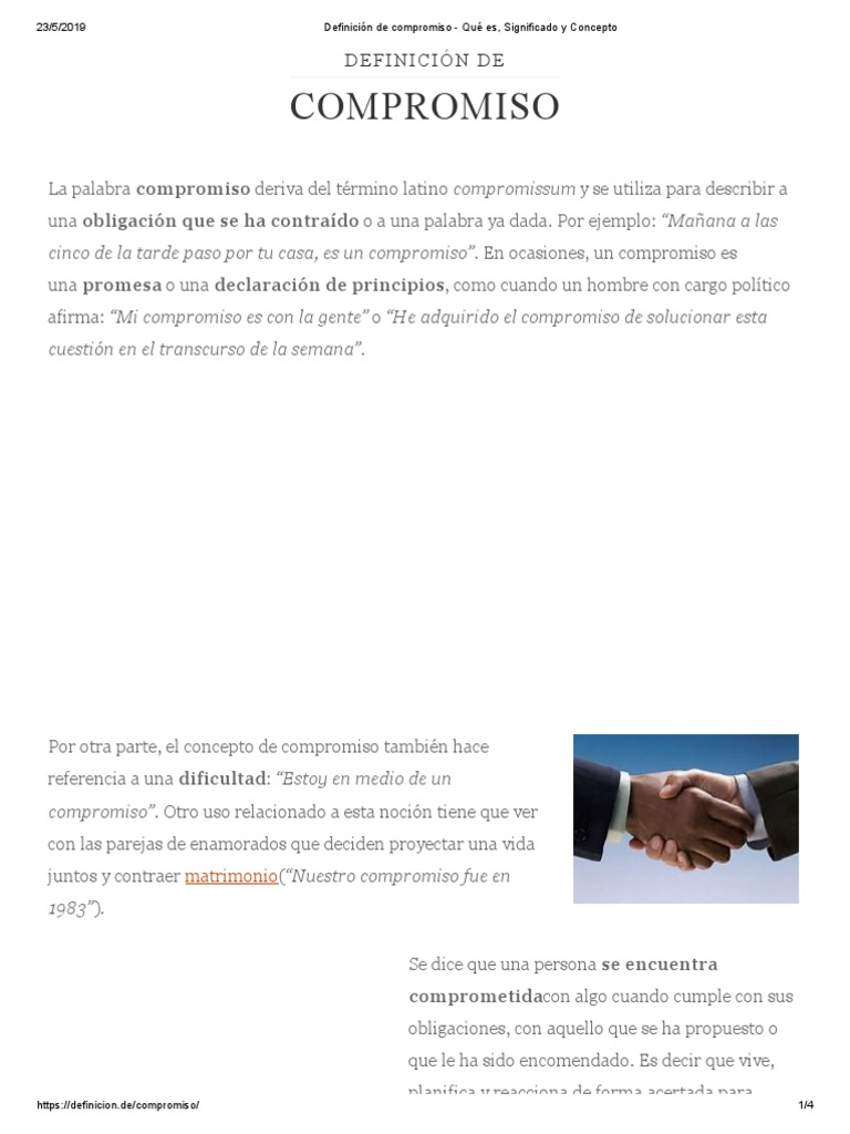 Definición de Compromiso - Qué Es, Significado y Concepto | PDF ...