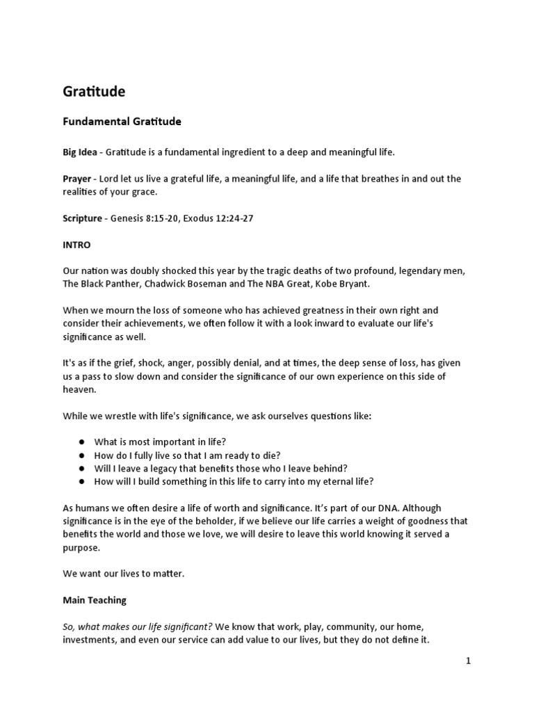 Sample Sermon Gratitude | PDF | Gratitude | Noah