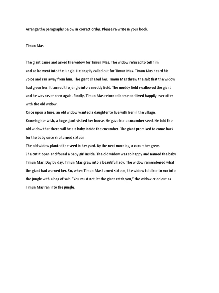 Arrange The Paragraphs Below in Correct Order | PDF