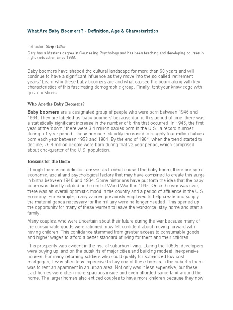 What Are Baby Boomers | PDF | Baby Boomers | Suburb