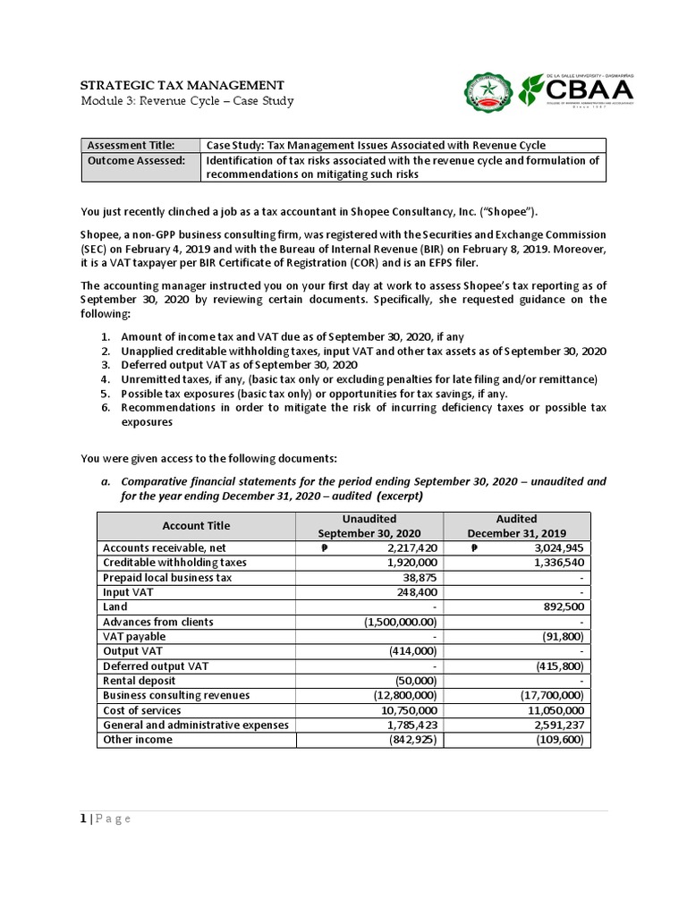 Tax Management in Revenue Cycle Case Study | PDF | Taxes | Value Added Tax