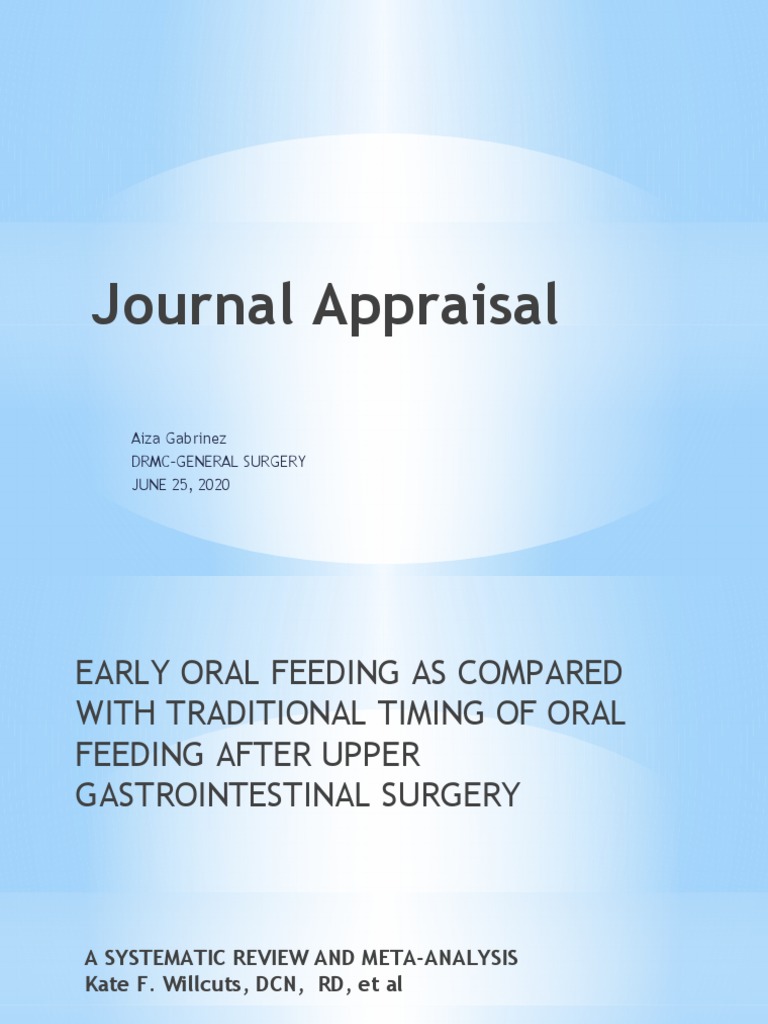 Journal Appraisal: Aiza Gabrinez Drmc-General Surgery JUNE 25, 2020 ...