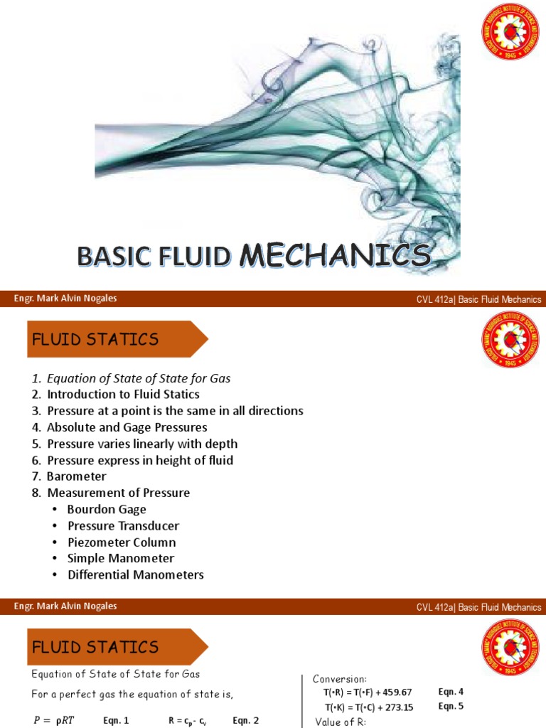 Fluid Statics Fundamentals and Equations | PDF | Pressure | Pressure ...