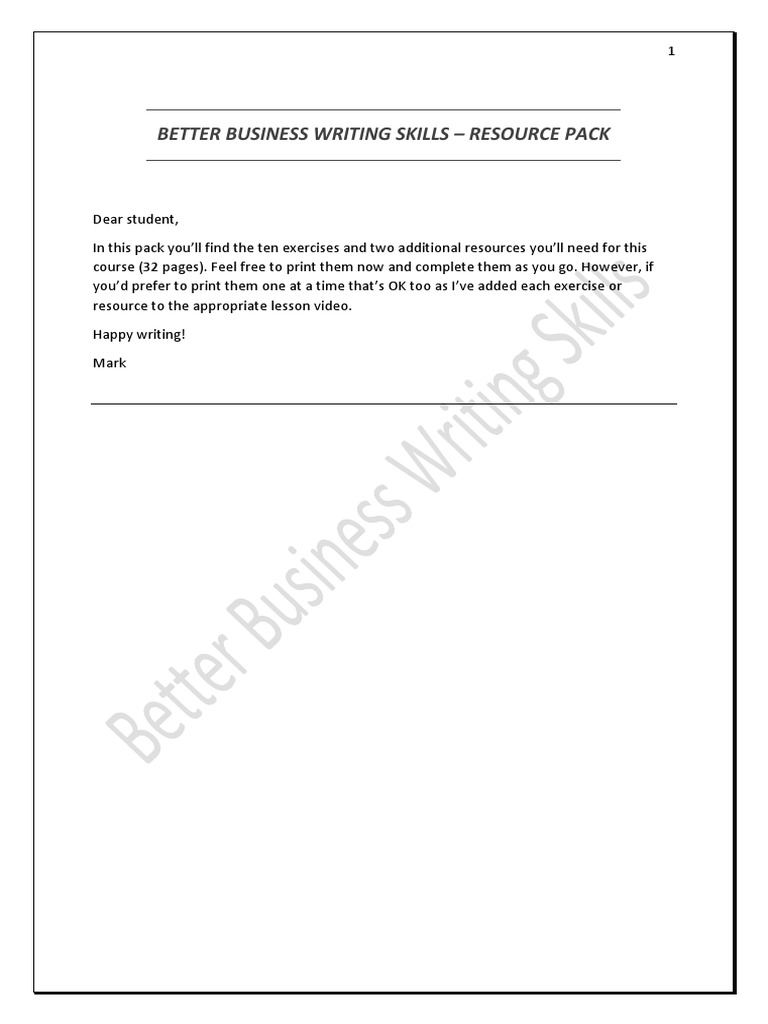 Better Business Writing Skills - Resource Pack | PDF | Proofreading | Verb
