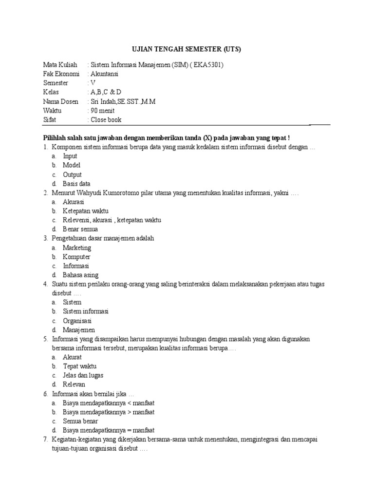 Soal Uts Sim | PDF
