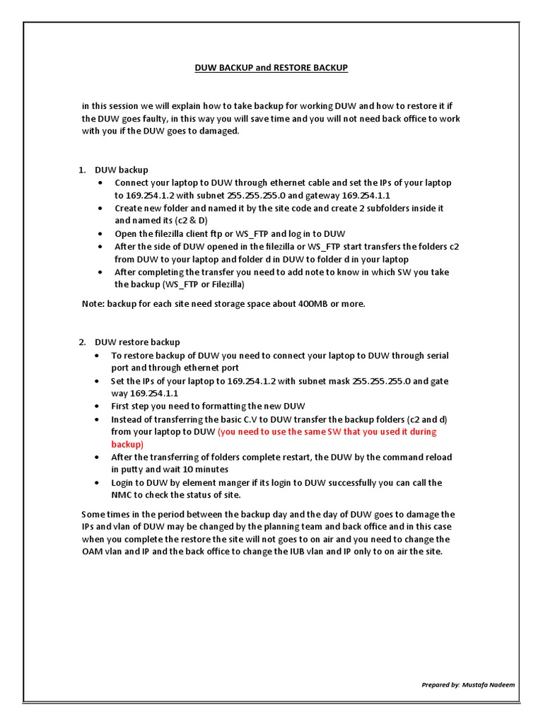 DUW Backup & Restore Guide | PDF | Software | Software Engineering
