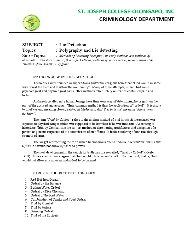 Lie Detection Module 2 | PDF | Polygraph | Forensic Science