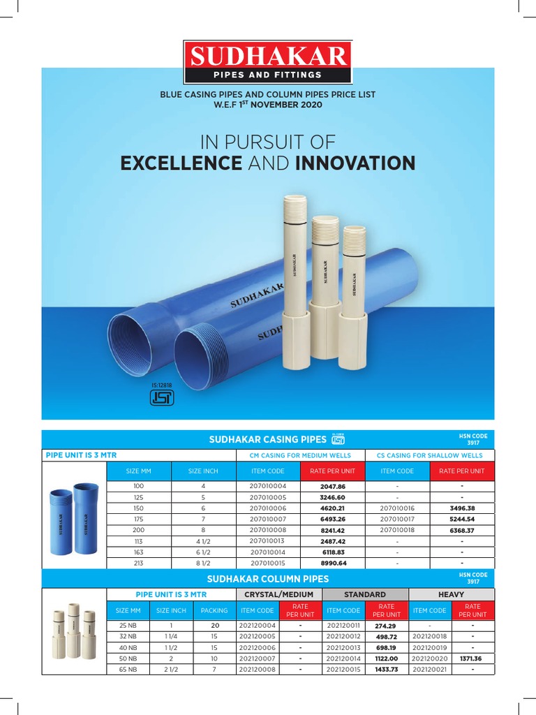 Blue Casing Column Pipes Price List | PDF | Pipe (Fluid Conveyance ...