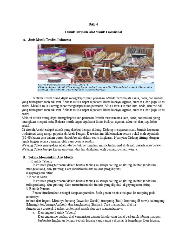 Teknik Bermain Alat Musik Tradisional | PDF | Ilmu Sosial