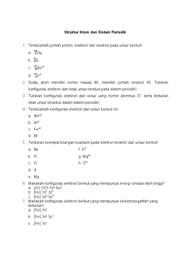 Konfigurasi Elektron Unsur Ag 47 | PDF