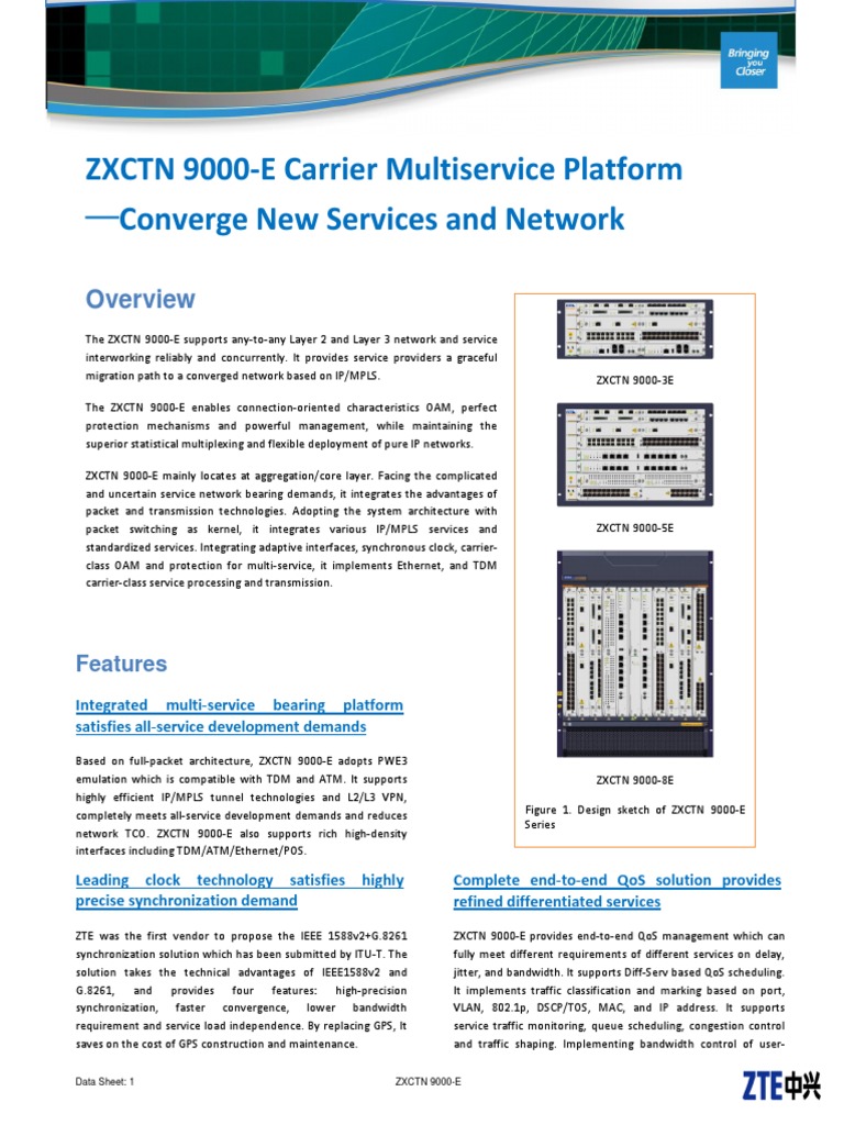 ZXCTN 9000-E Carrier Multiservice Platform: - Converge New Services and Network | PDF | Computer ...