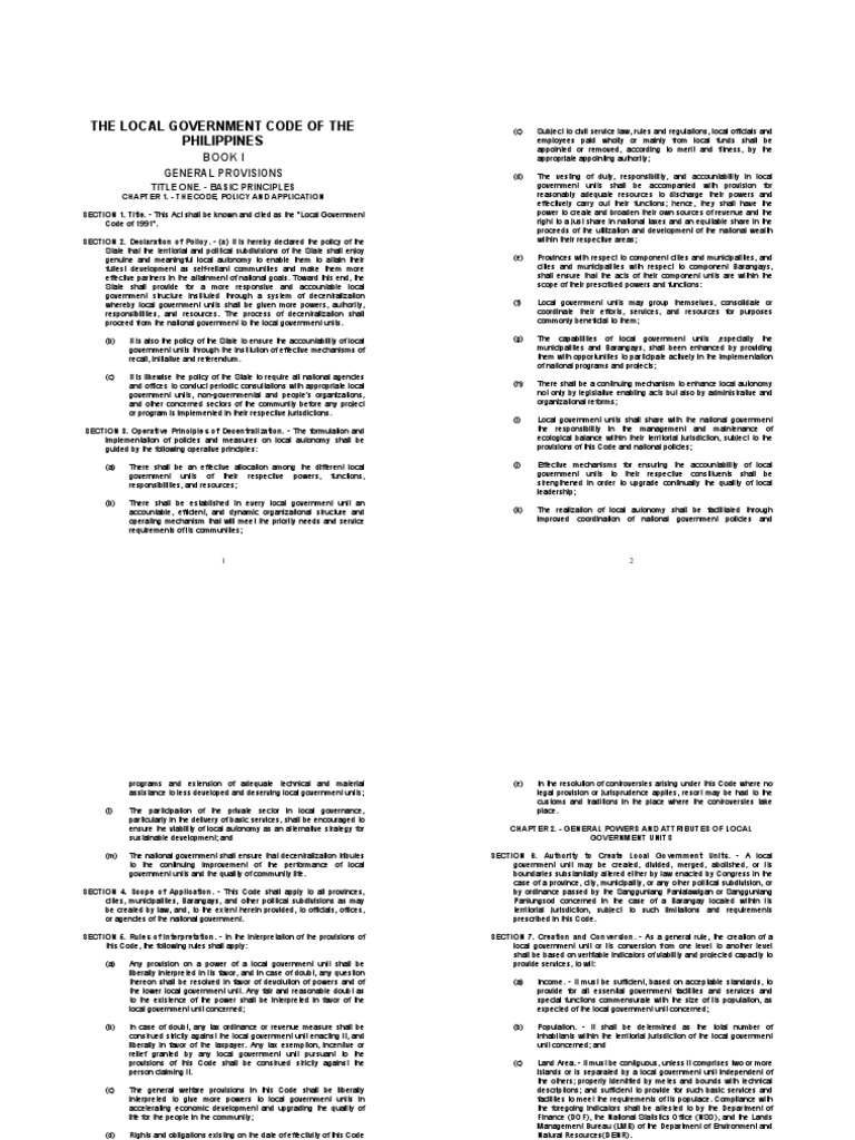 The Local Government Code of The Philippines: Book I | PDF | Eminent ...