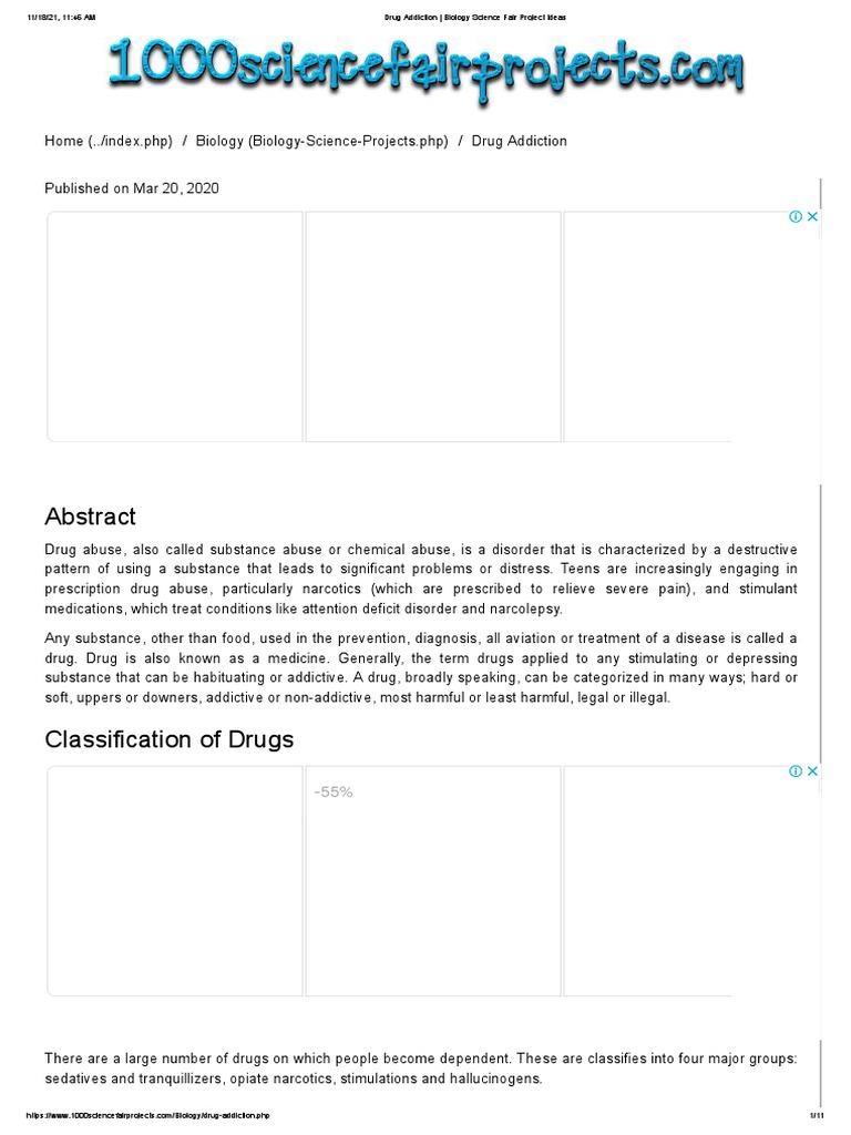 Drug Addiction - Biology Science Fair Project Ideas | PDF | Smoking ...