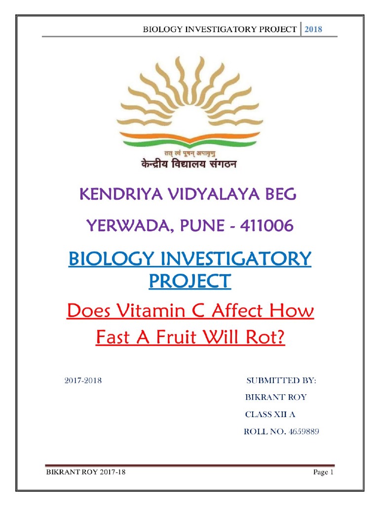 Biology Investigatory Project Class 11 A | PDF