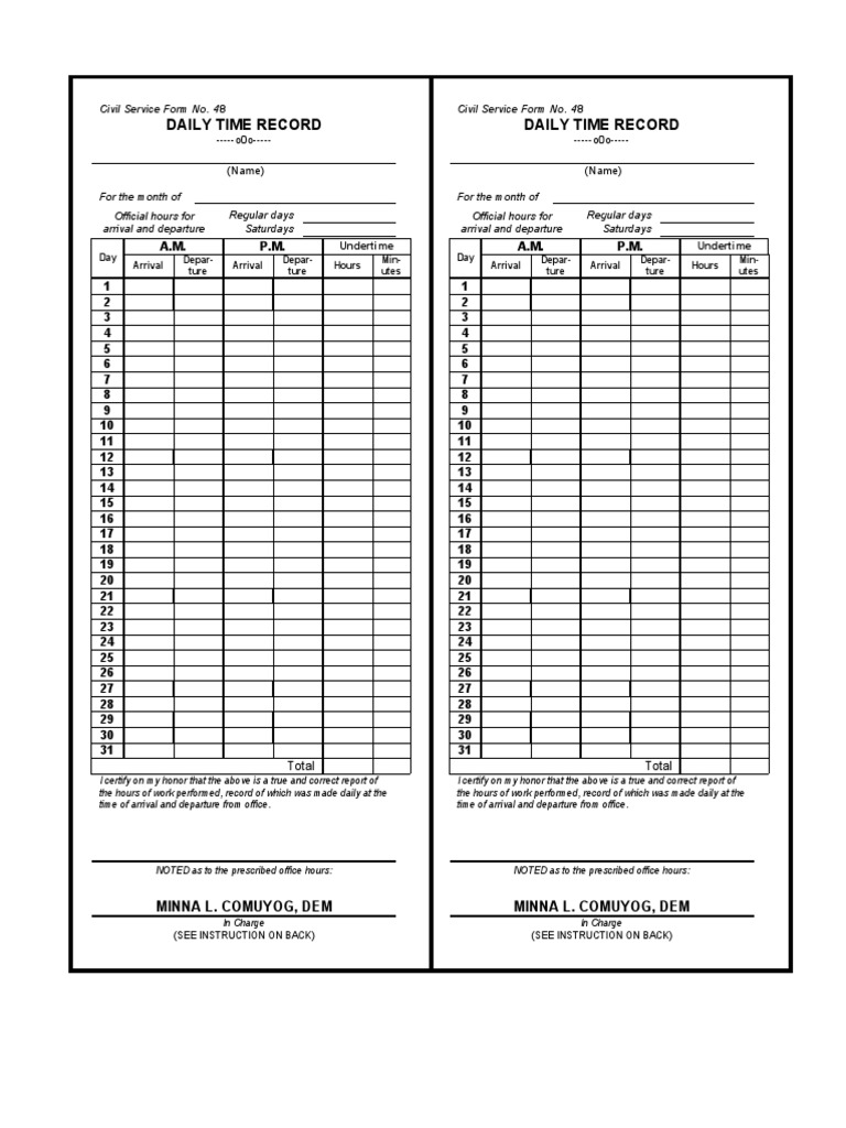 Daily Time Record Daily Time Record | PDF | Policy | Common Law