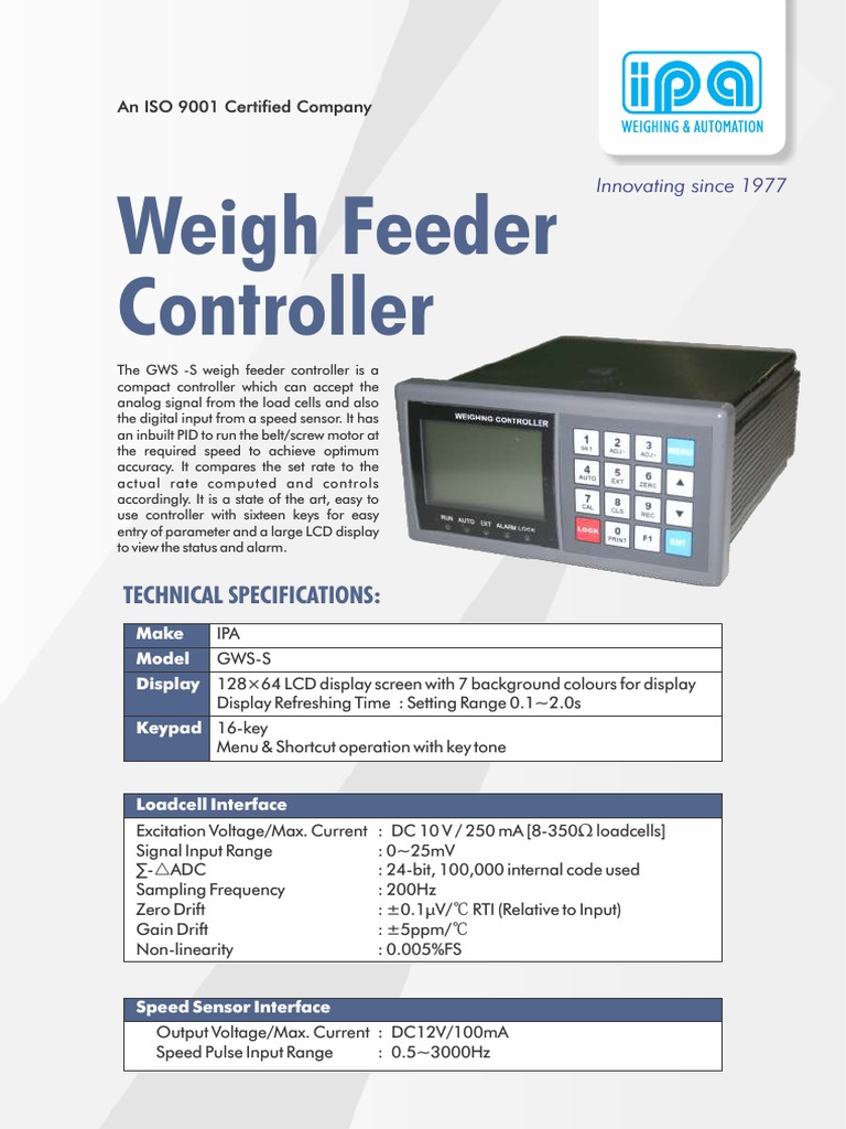 Weigh Feeder Controller | PDF | Analog To Digital Converter ...