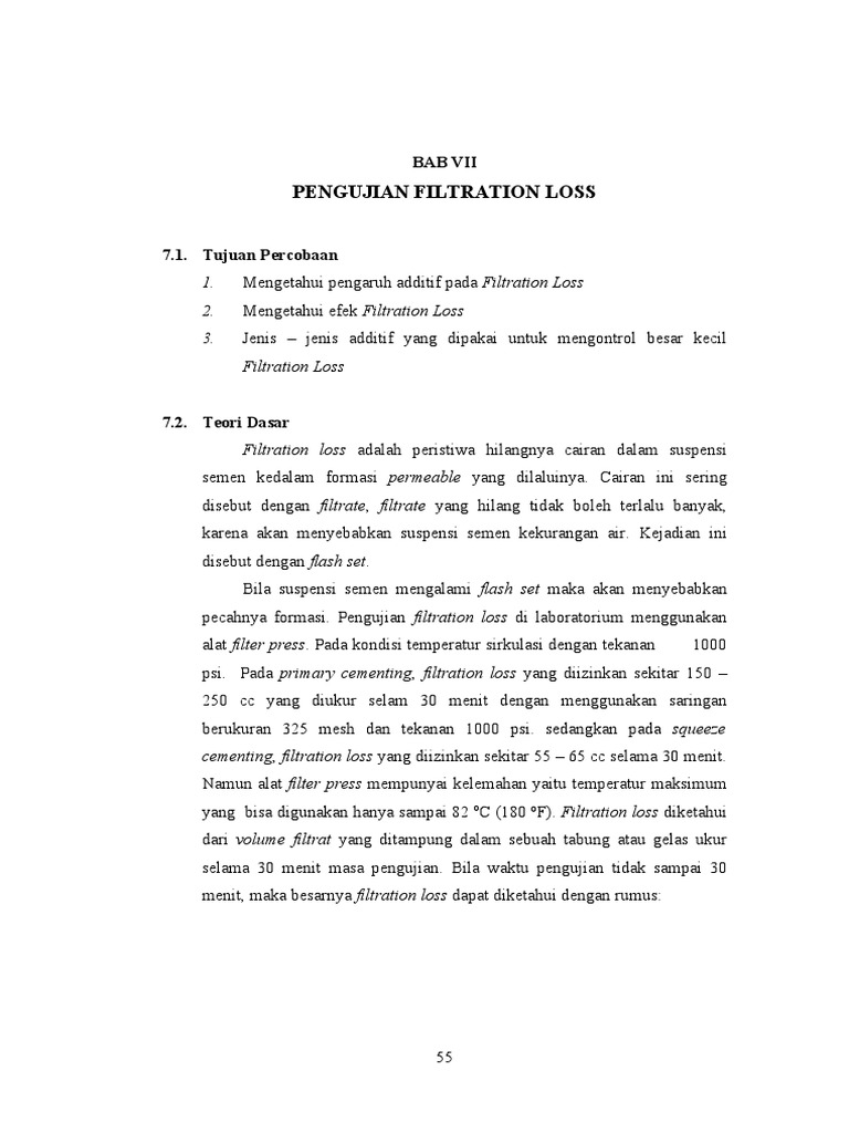 Pengujian Filtration Loss pada Semen | PDF