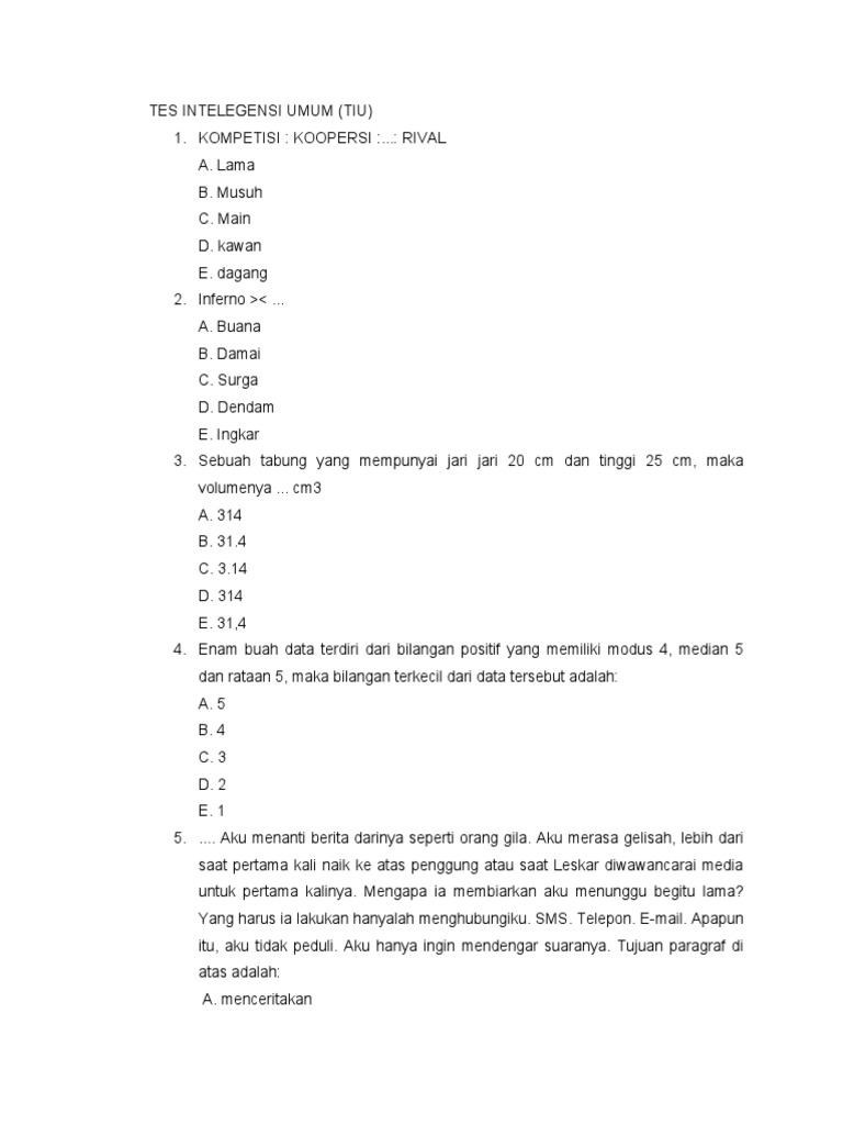 Tes Intelegensi Umum | PDF