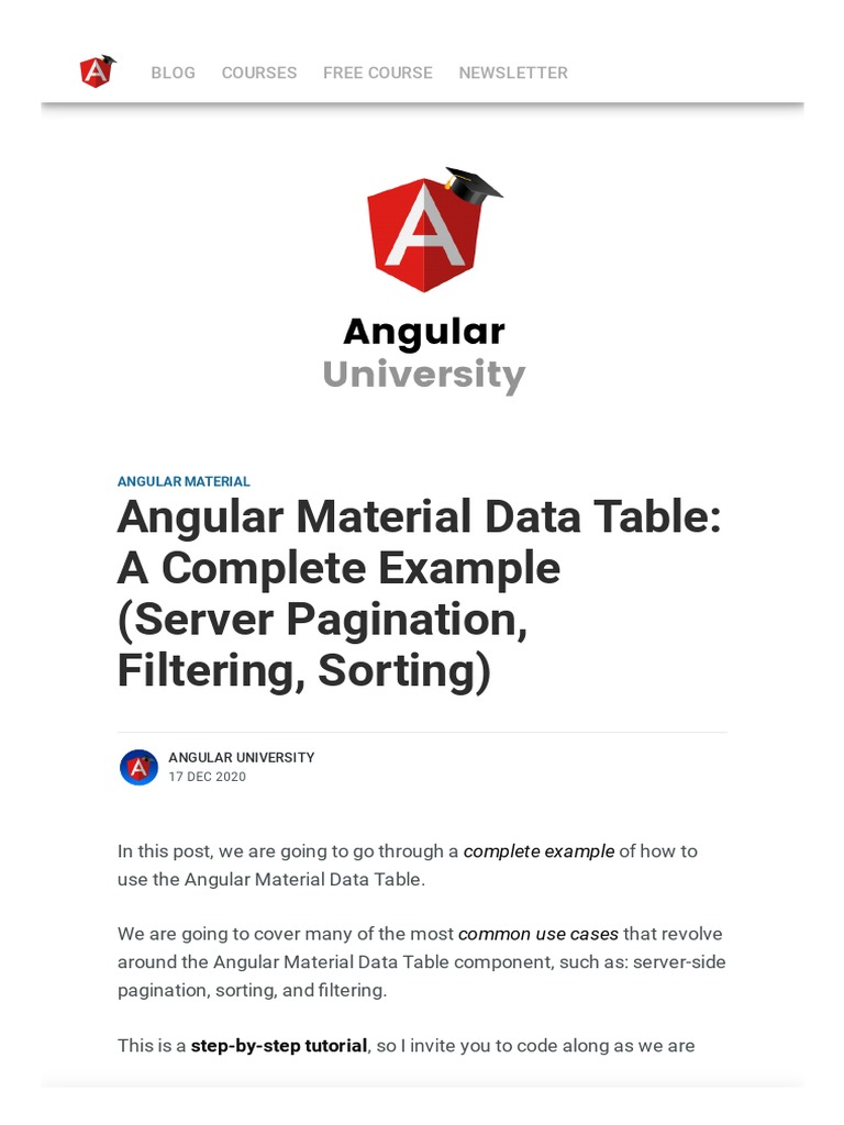 Angular Material Data Table - A Complete Example | PDF | Array Data ...