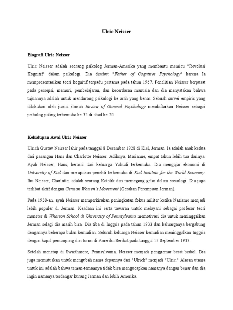Ulric Neisser | PDF
