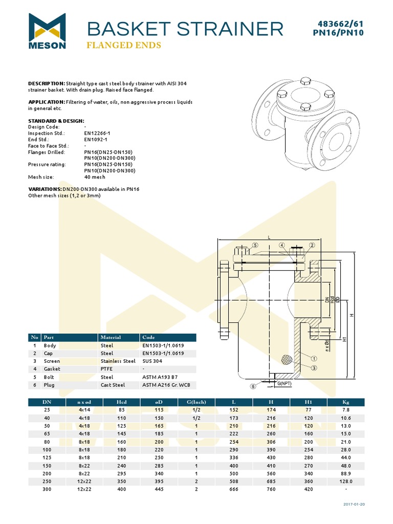 Industrial Strainer Specifications | PDF | Industrial Processes ...