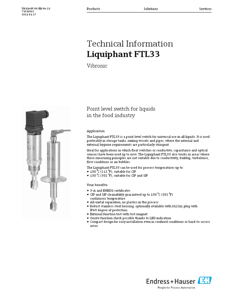 Technical Information Liquiphant FTL33: Vibronic | PDF | Power Supply ...