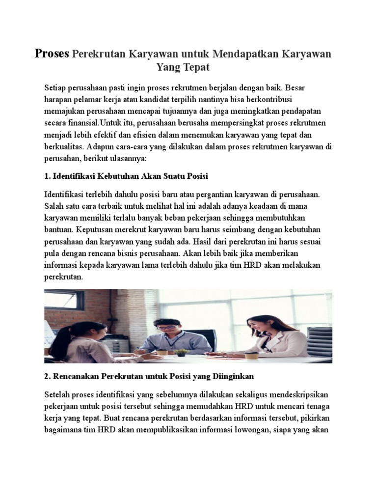 Proses Rekrutmen Karyawan Di Perusahaan | PDF | Karier & Perkembangan ...