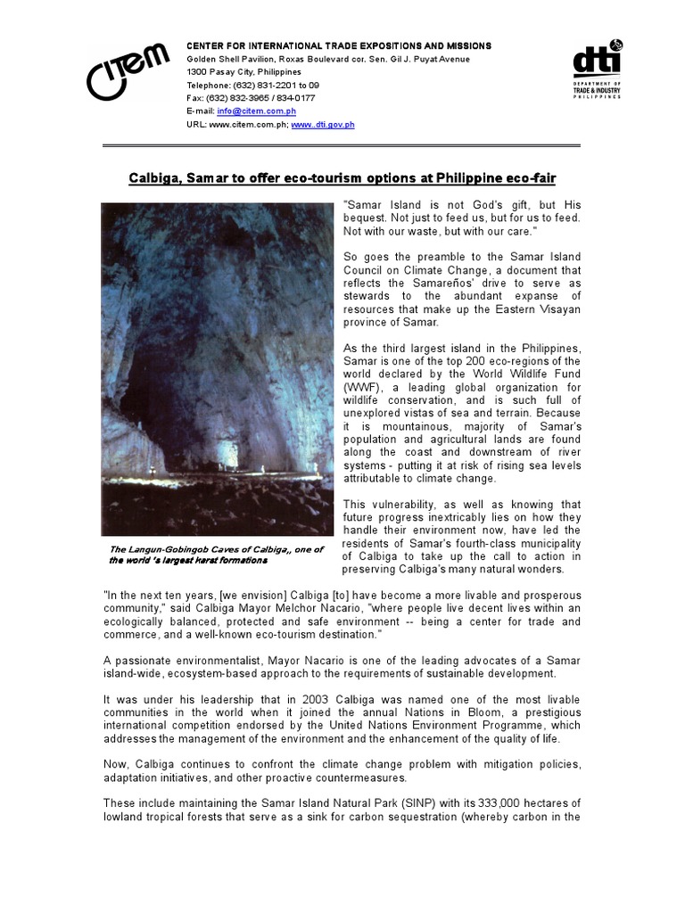 Calbiga Samar To Offer Eco-Tourism Options at Philippine Eco-Fair | PDF ...