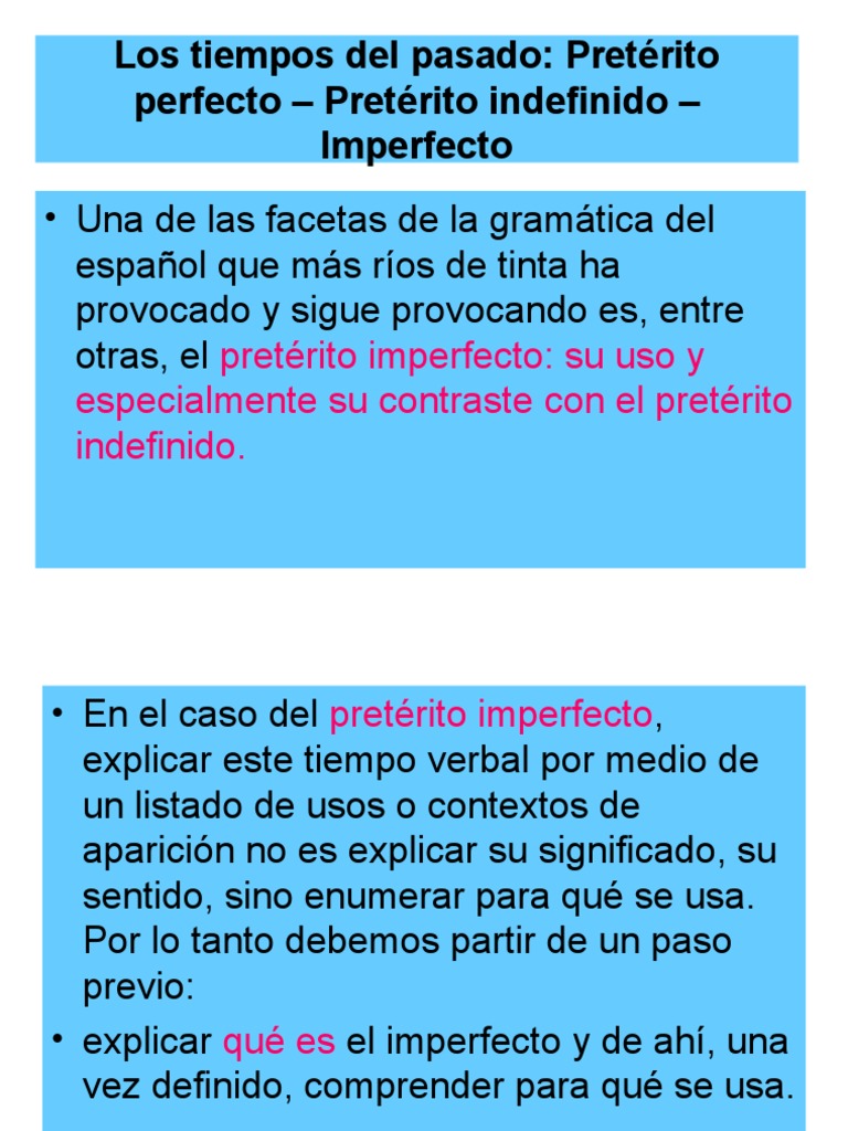 Contraste Pretérito Indefinido Imperfecto | PDF | Verbo | Ciencia cognitiva