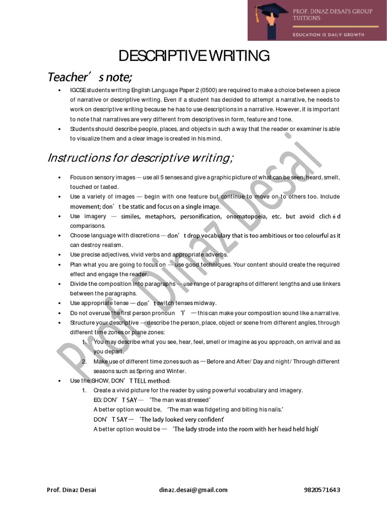 Descriptive Essay | PDF | English Language | Essays