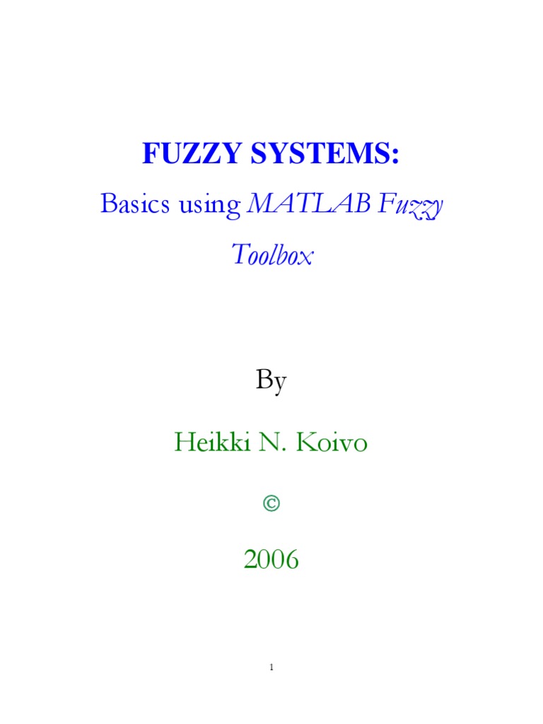 Basics Using Matlab Fuzzy Toolbox Pdf Errors And Residuals Fuzzy Logic