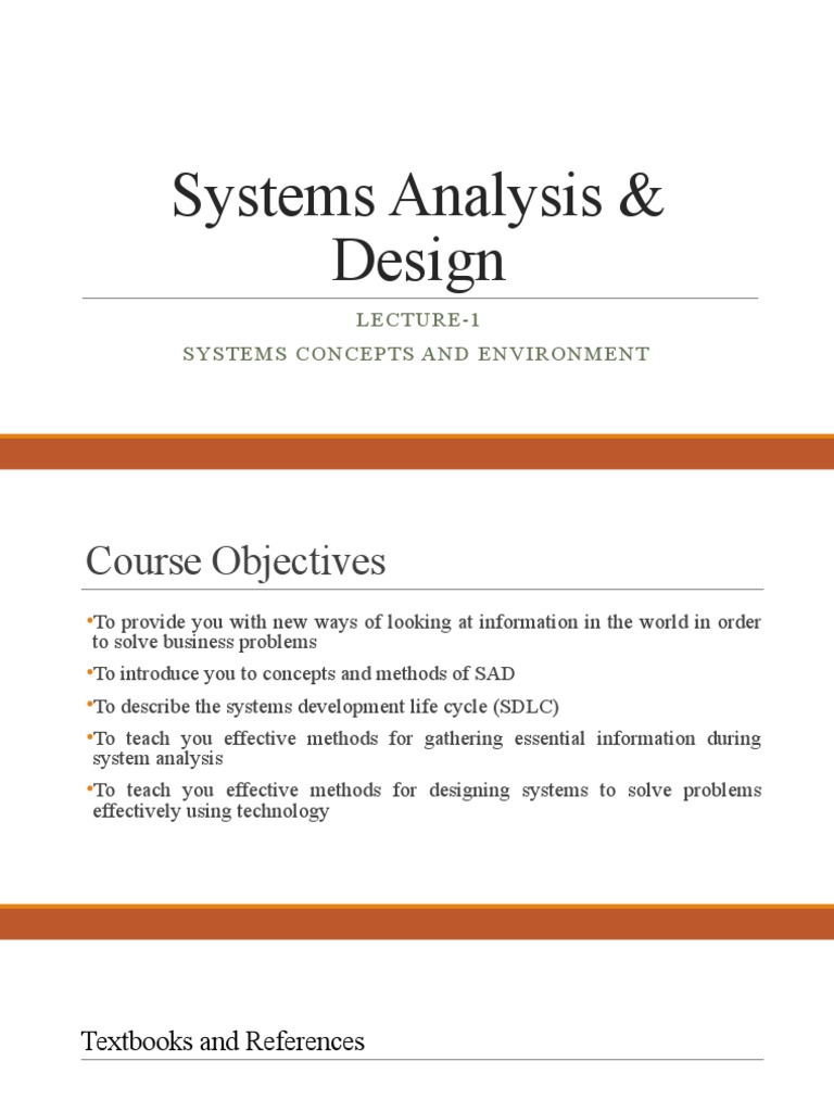 Systems Analysis & Design: Lecture-1 Systems Concepts and Environment | PDF | System ...