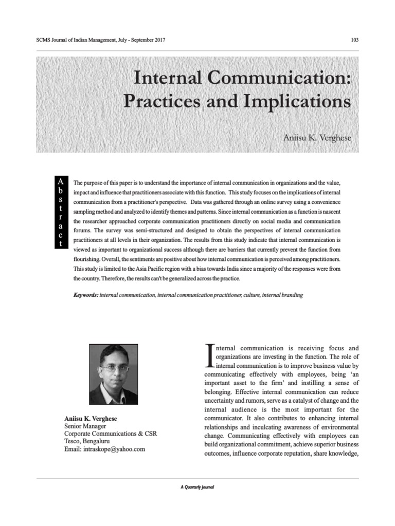 Internal Communication: Practices and Implications: A B S T R A C T ...