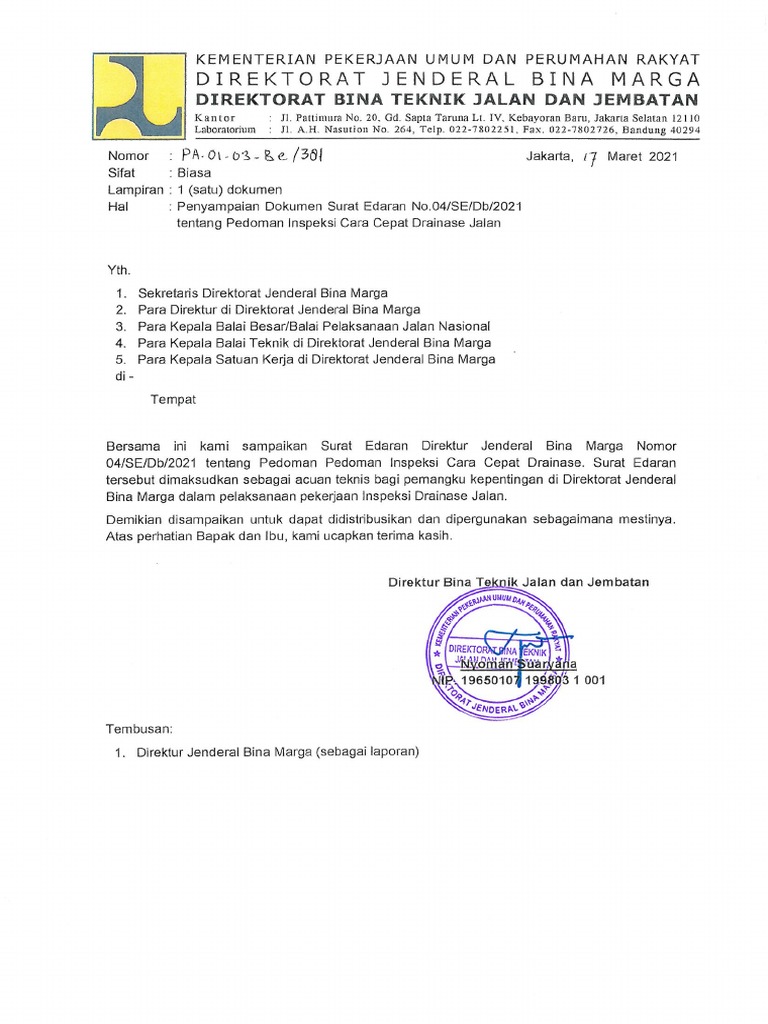 Pedoman Inspeksi Drainase Jalan 2021 | PDF