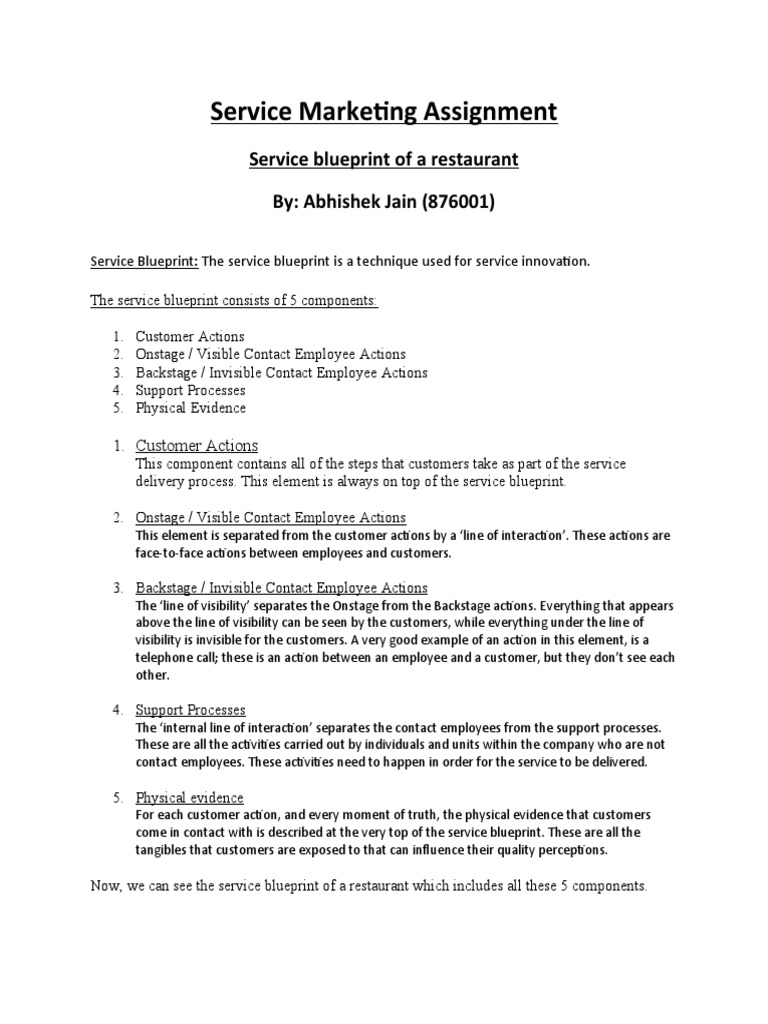 Service Blueprint of A Restaurant | PDF | Restaurants | Waiting Staff