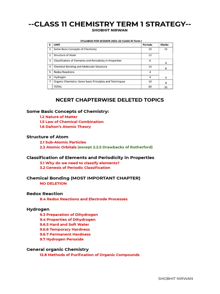 Class 11 Chemistry NCERT Strategy Guide | PDF