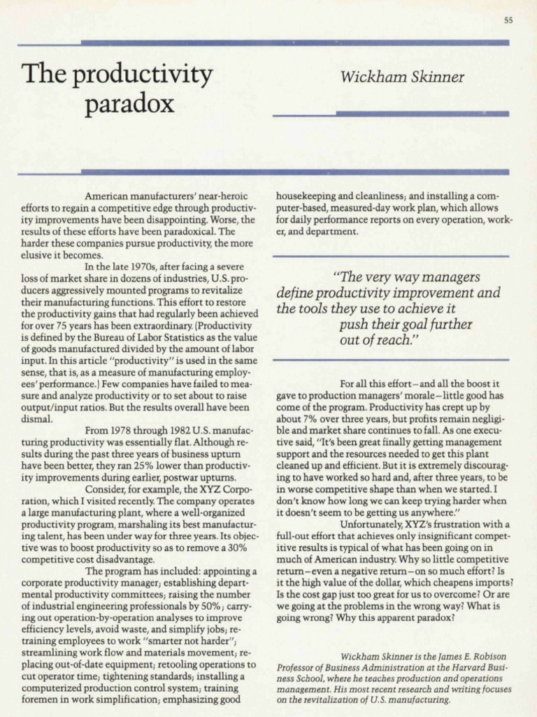 The Productivity Paradox Explained | PDF | Strategic Management | Inventory