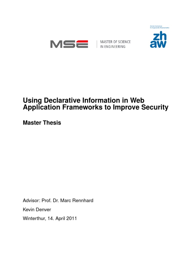 Using Declarative Information in Web Application Frameworks To Improve Security | PDF | Java ...