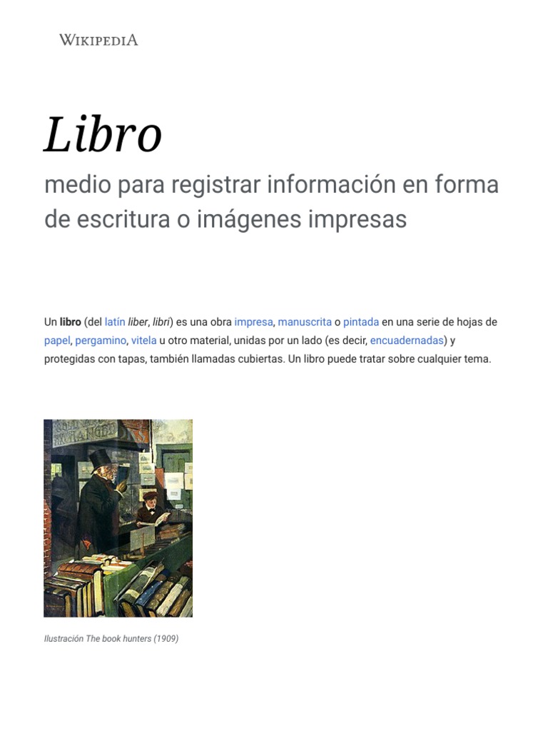 Libro - Wikipedia, La Enciclopedia Libre | PDF | Libros | Imprenta