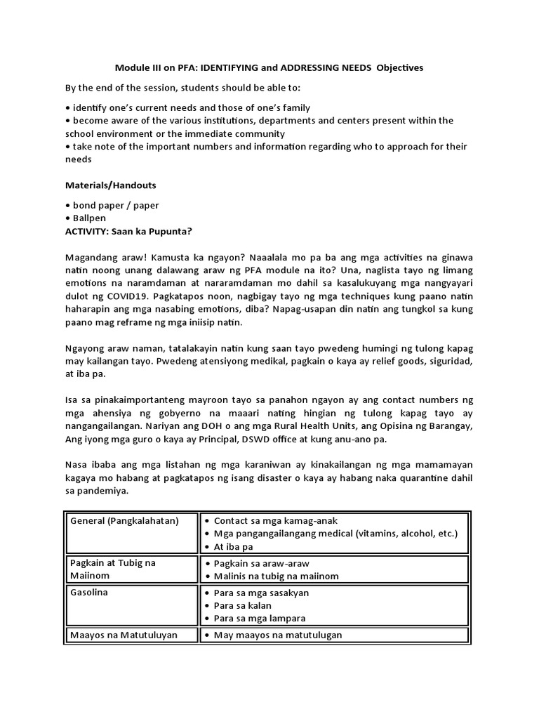 PFA Module 3 1 | PDF