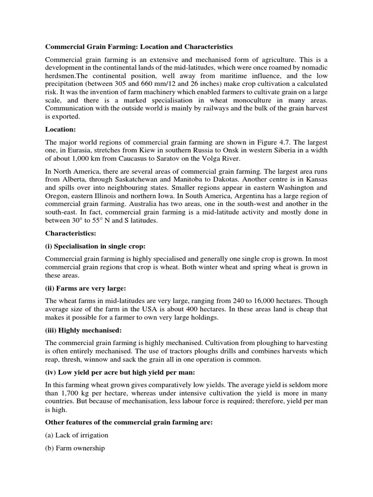 Commercial Grain Farming | PDF | Agriculture | Cereals